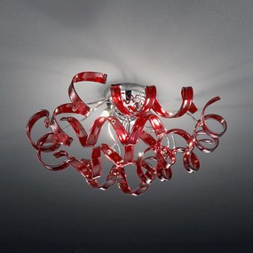 Metal Lux 206.330.04 Astro Cherry, stropní designové svítidlo v průměru 50cm, 3x40W, červené sklo, chrom