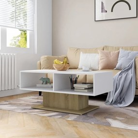 vidaXL Konferenční stolek 103,5 x 50 x 44,5 cm dřevotříska [806828] Barva: bílá a dub sonoma