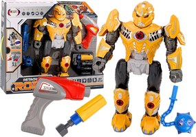 LEAN Toys Robot na šroubování, zbraň, vrtačka, šroubovák, světla, zvuk, žlutý