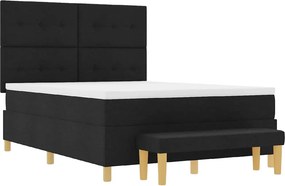 Postel s boxspringem s čelo Černá 190 x 140 cm textil 3344298