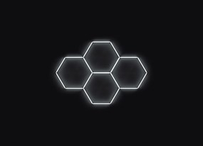 Escape6 Kompletní Led hexagonové svítidlo bílé 4500 K, 4 elementy 241x168cm