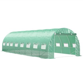 Zahradní tunelová skleník Outsunny 24m² 8L x 3W x 2H m - 16 oken, Rolovací zipová vrata - Pozinkovaná ocelová konstrukce, Vysoce hustý PE kryt