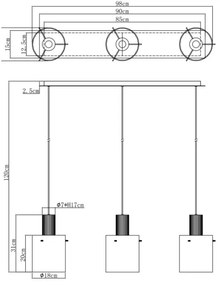 Globo 15904-3H - Lustr na lanku TULIVAR 3xE27/40W/230V šedá