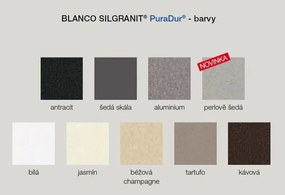 Granitový dřez Blanco CLASSIC Neo 5 S aluminium + krájecí deska kompozit SmartCut a excentr 520946