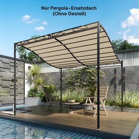 Outsunny náhradní střecha na pergolu, 298 × 293 cm – sluneční clona pro pergolu 3 × 3 m, krémově bílá
