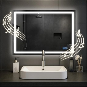 Koupelnové zrcadlo Jaffrey 50x70 s Bluetooth – čiré sklo