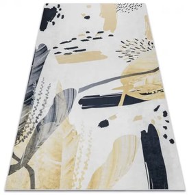Dywany Luszczow Kusový koberec ANDRE pratelný 1097 Abstrakce protiskluz, bílá / žlutá Rozměr koberce: 80 x 150 cm