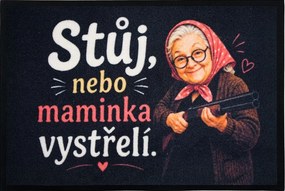 Mercury Flooring, Rohožka Stůj, nebo maminka vystřelí 40x60 cm, 40x60, černá