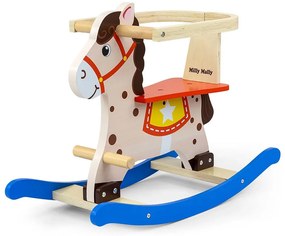 Dřevěný houpací koník s opěradlem Milly Mally Lucky 12 modro-červený