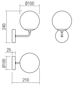 Redo 01-3148 - Nástěnné svítidlo BOWLING 1xE27/42W/230V černá