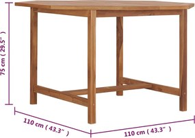Zahradní jídelní stůl 110 x 110 x 75 cm masivní teak 318478