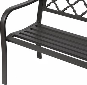 3-místná zahradní lavička Outsunny v rustikálně elegantním stylu pro zahradu nebo terasu, 128D x 60Š x 89V cm, epoxidový kov, litina, hnědá