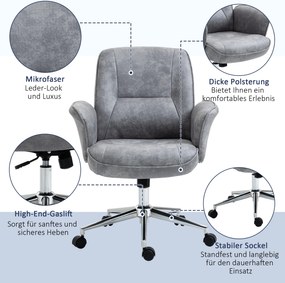 Kancelářská židle Vinsetto XXL ergonomická čalouněná židle výškově nastavitelná s funkcí houpání do nosnosti 120 kg Světle šedá | Aosom.de