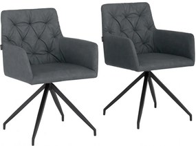 Danish style Jídelní židle Aashay (SADA 2 ks), syntetická kůže, šedá