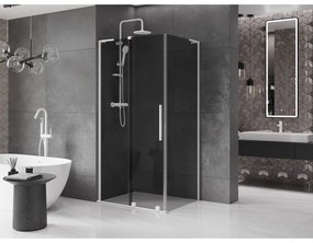 Mexen Velar L, sprchový kout s posuvnými dveřmi 110 x 120 cm, 8mm šedé sklo, bílá matná, 871-110-120-43-20