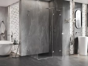 Mexen Lunar L, pravý výklopný sprchový kout 75 x 90 cm, čiré sklo, chromový profil, 834L-075-090-01-00-P