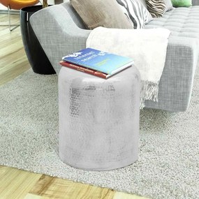 Tepaná hliníková stolička / odkládací stolek, stříbrná 242326