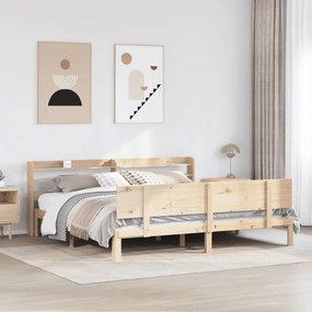 Rám postele s čelem 200 x 200 cm masivní borové dřevo 3306835