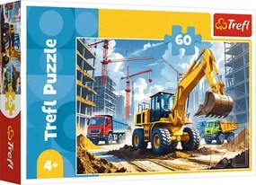TREFL Puzzle Traktor s rypadlonakladačem / 60 dílků / 33 x 22 cm / od
