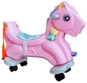 Aga4Kids Plastový houpací koník 2v1 DS3802 Růžový