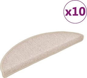 Schodové rohože 10 ks 56 x 17 x 3 cm béžové, půlkulaté 149747