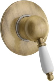 Sapho Sapho, KIRKÉ WHITE podomítková sprchová baterie, 1 výstup, bílá páčka, bronz, KI41BB