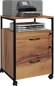 Vinsetto kancelářský filingový kabinet s klíči, mobilní filingový kabinet na kolečkách, 2 zásuvky, závěsná tyč pro dokumenty velikosti A4, 44x40x66.5