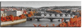 Obraz na plátně - Řeka Vltava a Karlův most - panoráma 5257QA (105x35 cm)