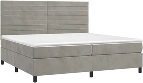 Box spring postel s matrací světle šedá 200x200 cm samet 3143103