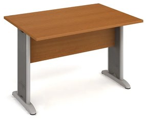 Stůl jednací rovný 120 cm - Hobis Cross CJ 1200 Dekor stolové desky: třešeň, Dekor lamino podnože: třešeň, Barva nohou: Stříbrná