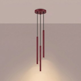 Sollux Lighting Závěsné svítidlo ARCHE 3P bordó