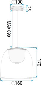 Toolight Závěsné stropní LED osvětlení APP1689-1PC A zlaté