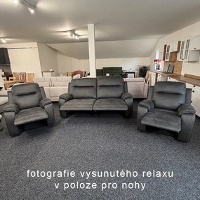 Sedací sestava MALAGA 2,5+1+1 s FUNKCÍ RELAX | tmavě šedá látka
