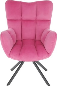 Designové otočné křeslo, růžová Velvet látka / černá, KOMODO
