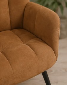 křeslo relaxační, odpočinkové, ušák, kov/samet, 98x63x69 cm, černá/hnědá, Dekorino KR20260009