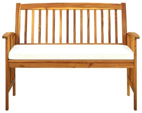 312132 vidaXL Zahradní lavice s poduškou 119 cm masivní akáciové dřevo
