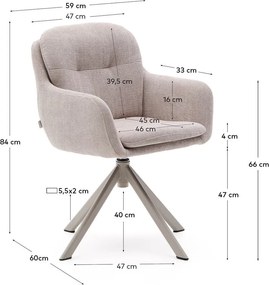 Béžové čalouněné jídelní křeslo s područkami Lexa – Kave Home