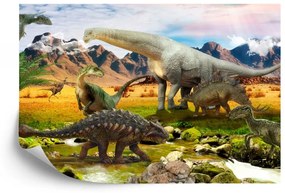 Fototapeta Realističtí Dinosauři U Řeky Omyvatelný vlies 135x90