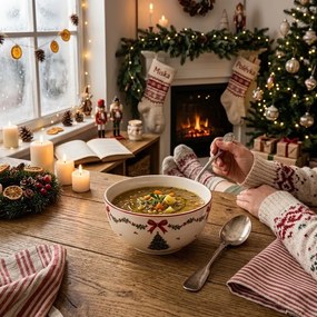 Miska na polévku se stromky Christmas Harmony - Ø 14*7 cm / 500 ml