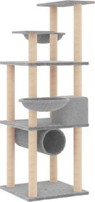 Škrabadlo pro kočky se sisalovými sloupky světle šedé 141 cm 171748