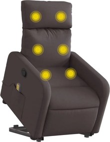 Zvedací masážní polohovací křeslo tmavě hnědé textil 3206713