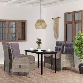 5dílný zahradní jídelní set s poduškami šedý a černý 3099361