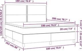 Box spring postel s matrací tmavě šedá 180x200 cm textil 3141714