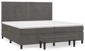 Box spring postel s matrací tmavě šedá 200x200 cm samet,  3137804