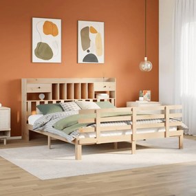 Postel s knihovnou bez matrace 180 x 200 cm masivní borovice 3322802