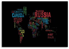Gario Obraz na plátně Mapa světa s názvy zemí Rozměry: 60 x 40 cm