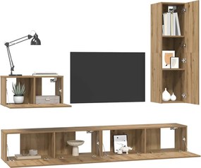 Nástěnná skříň na TV 4 ks Artisanový dub Kompozitní dřevo 3393176