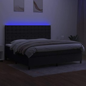 Box spring postel s matrací a LED černá 200x200 cm textil 3135223