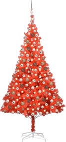 vidaXL Umělý vánoční stromek s LED a sadou koulí 210 cm PET [3077510] Barva: Růžovo-šedá