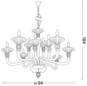 Ideal Lux - Lustr na řetězu DANIELI 12xE14/40W/230V pr. 94 cm čirá